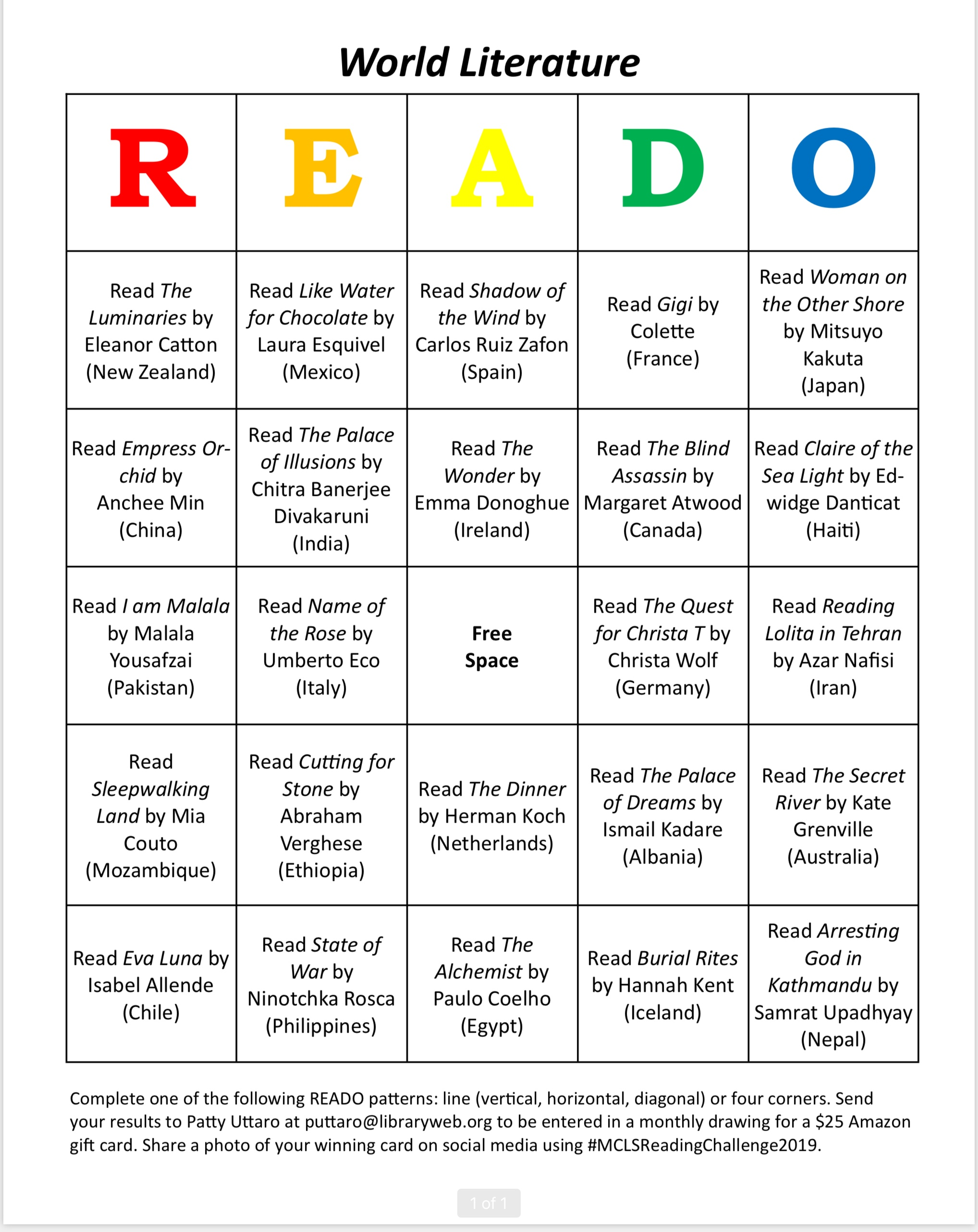 2019 Reading Challenge – READO! – It's All About the Book